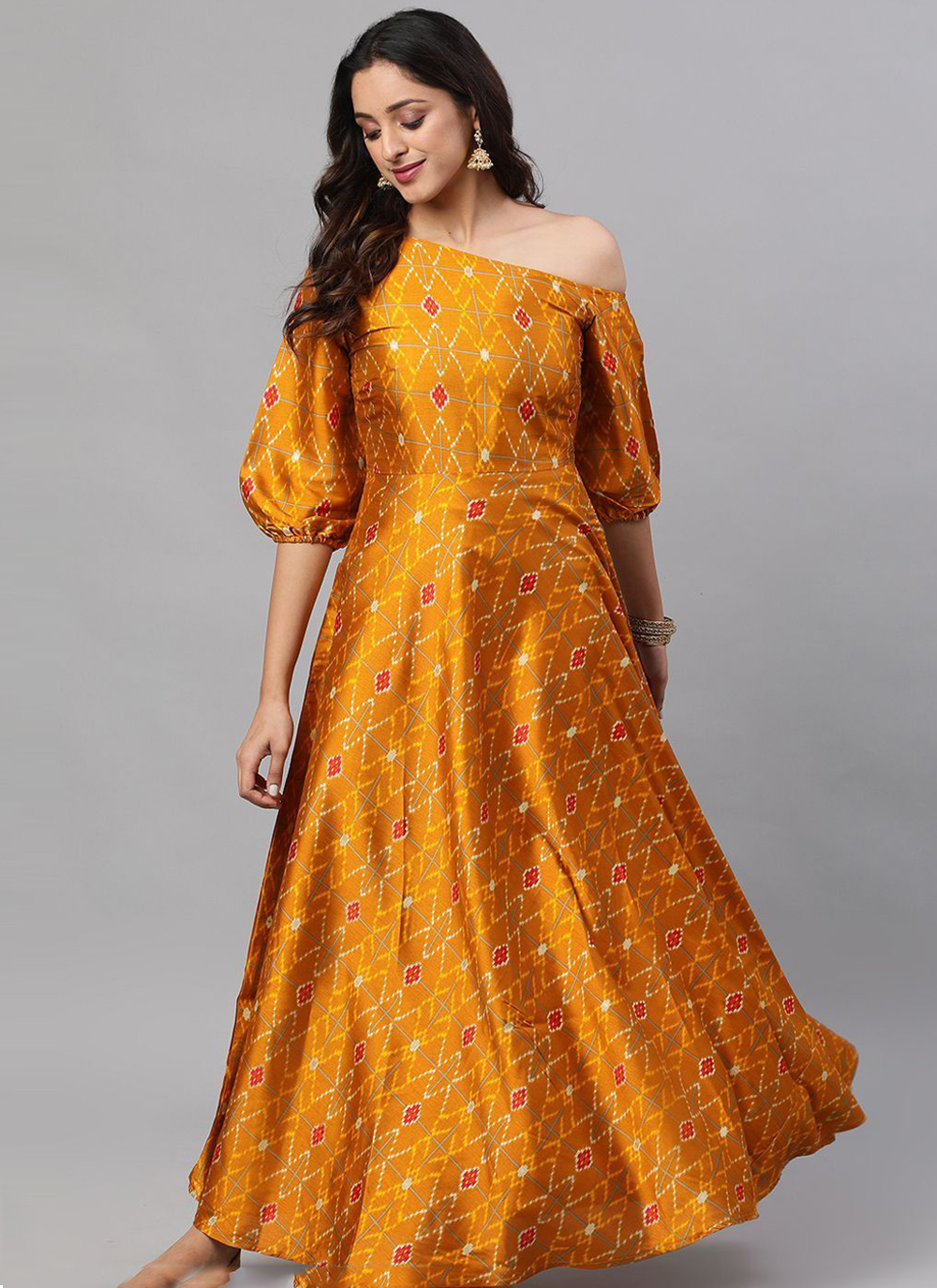 Buy Polyester Readymade Gown : 173907