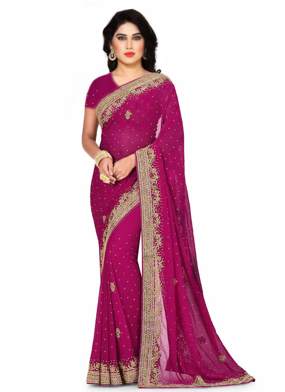 Rani Fancy Fabric Mehndi Designer Saree buy online