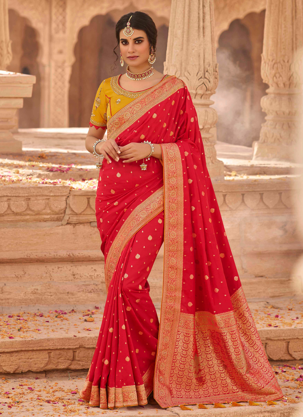 Shop Online Red Color Traditional Designer Saree : 178798