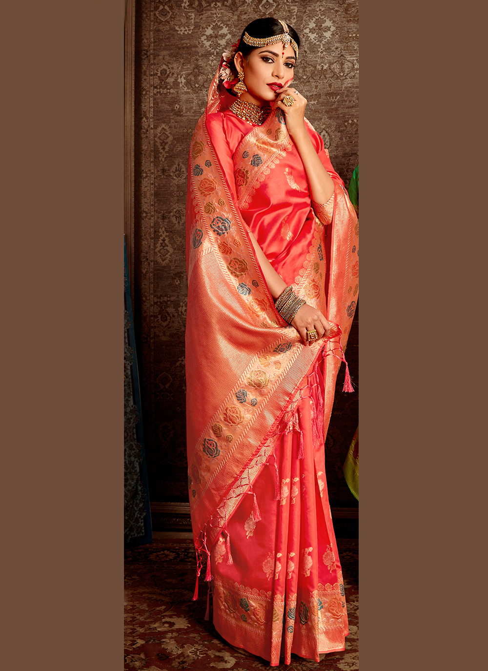 Buy Online Rose Pink Traditional Designer Saree : 171249