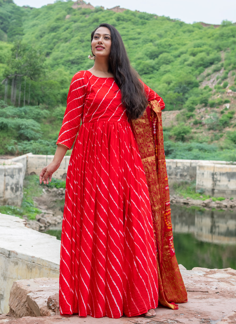 Buy Online Silk Readymade Suit in Red : 188281