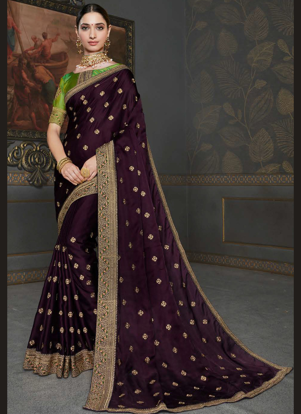Shop Online Tamannaah Bhatia Integral Wine Designer Traditional Saree ...