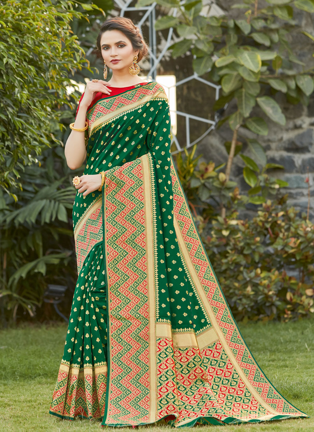 Buy Online Woven Silk Traditional Designer Saree : 185074