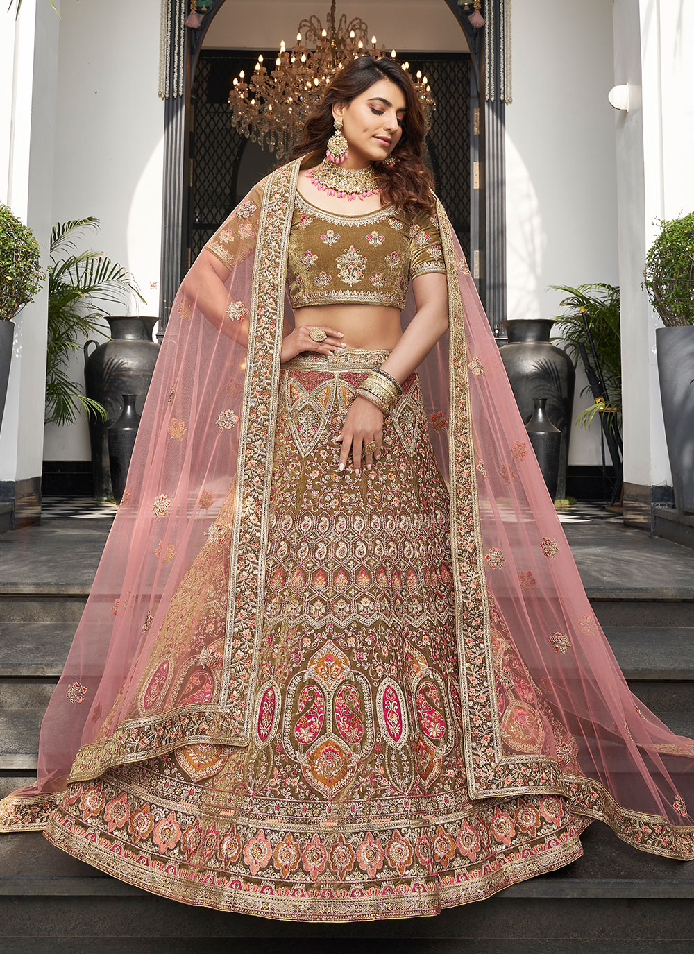 Buy A Line Lehenga Choli For Engagement Online : 221746