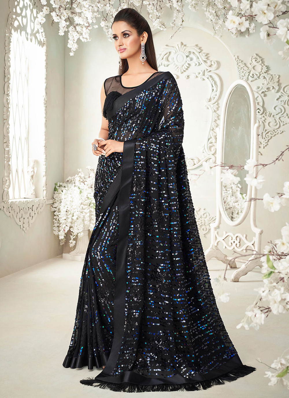 Buy Blue Fancy Contemporary Saree Online : 233964