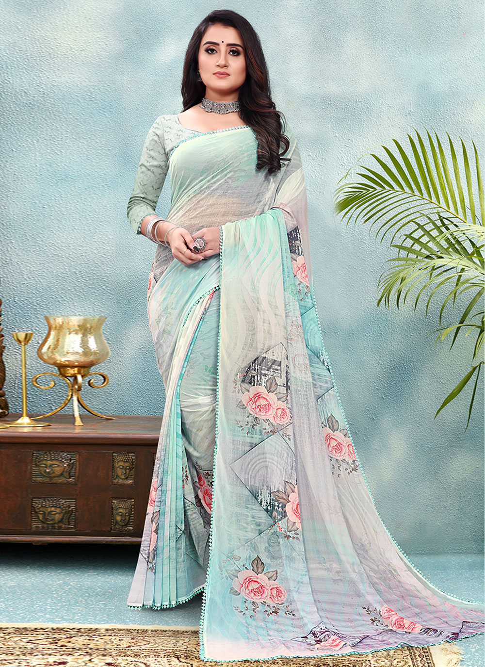 Shop Digital Print Weight Less Casual Saree Online : 228475