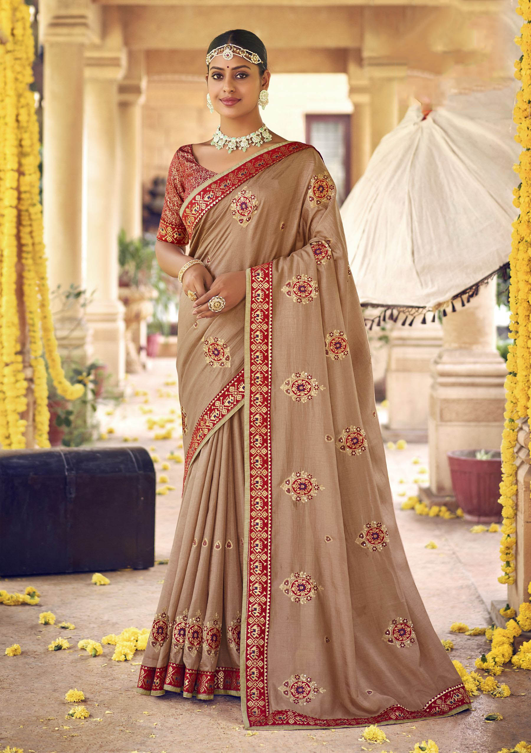 Buy Online Embroidered Party Saree : 241665