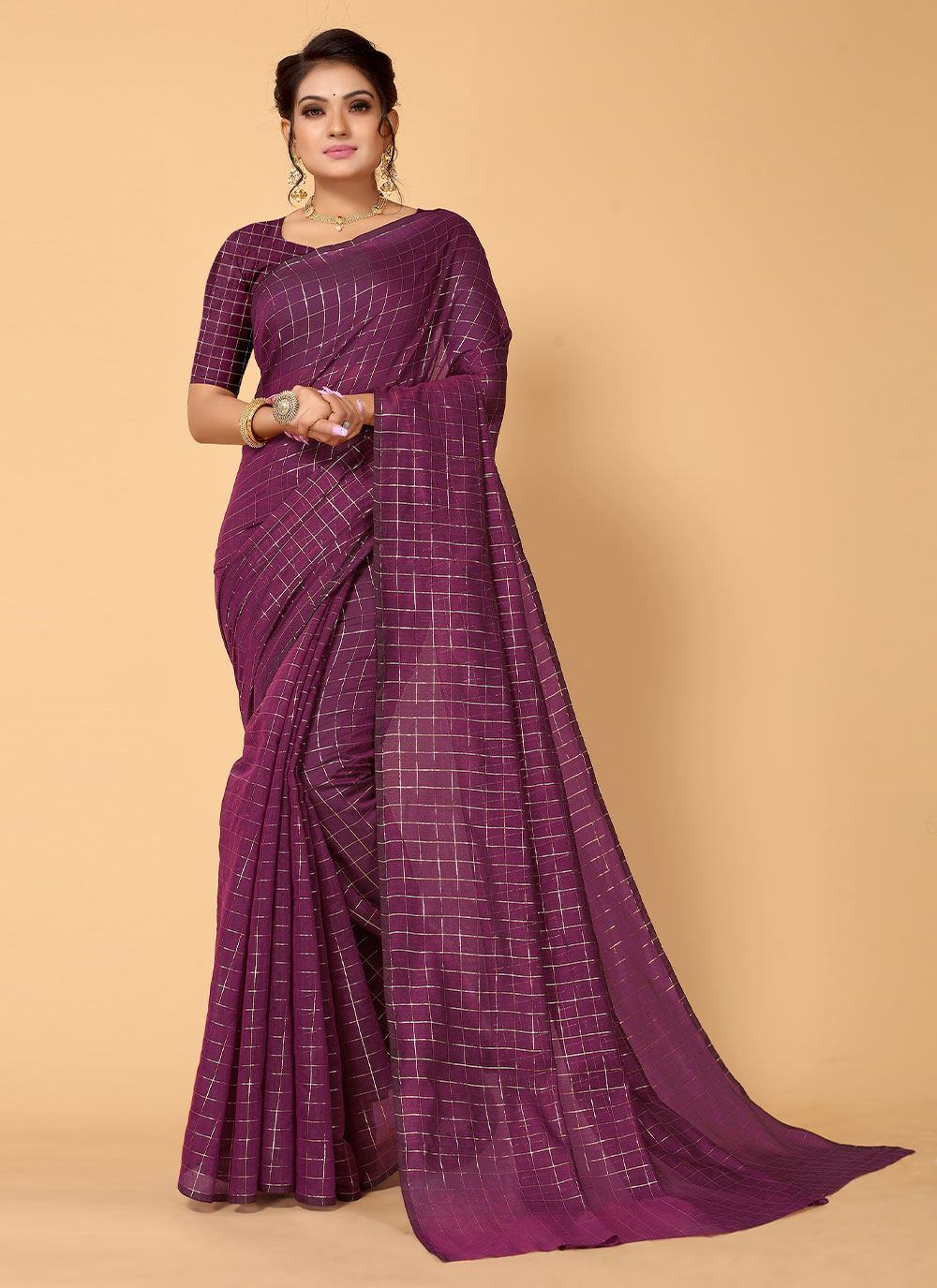 Buy Online Magenta Woven Contemporary Style Saree : 229698