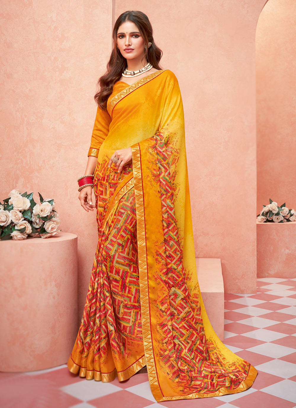 Buy Online Multi Colour Color Casual Saree : 211355