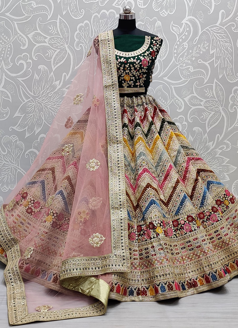 Shop Multi Colour Color Lehenga Choli Online : 216591