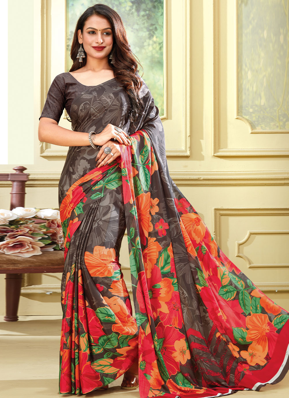 Buy Multi Colour Party Contemporary Saree Online