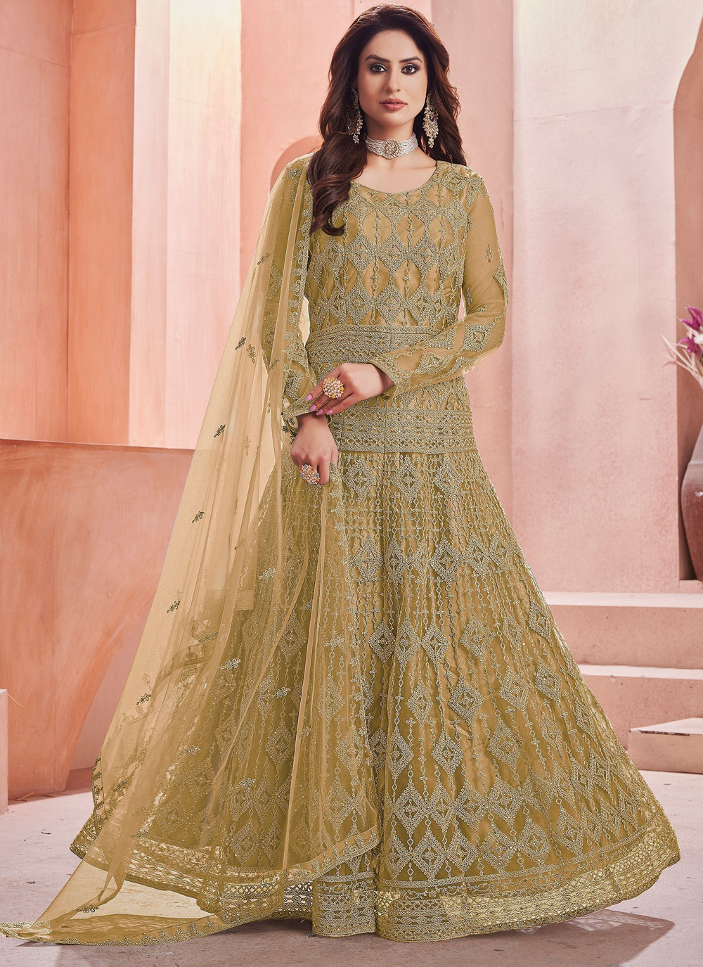 Buy Net Readymade Salwar Suit Online : 216601