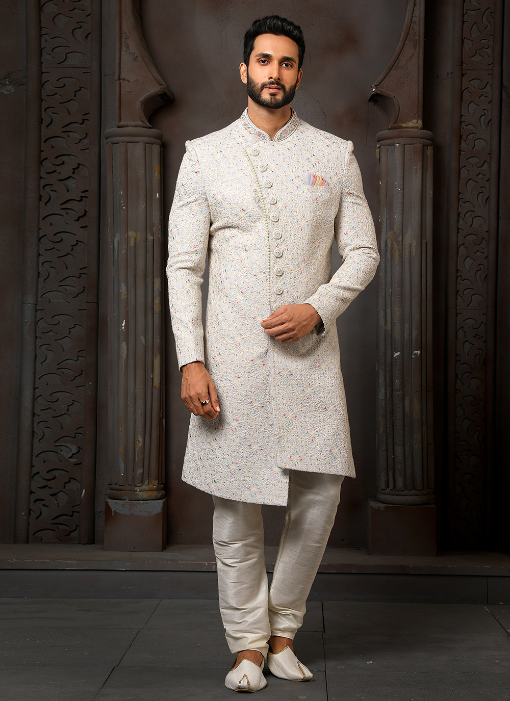 Shop Online Off White Color Sherwani : 238572