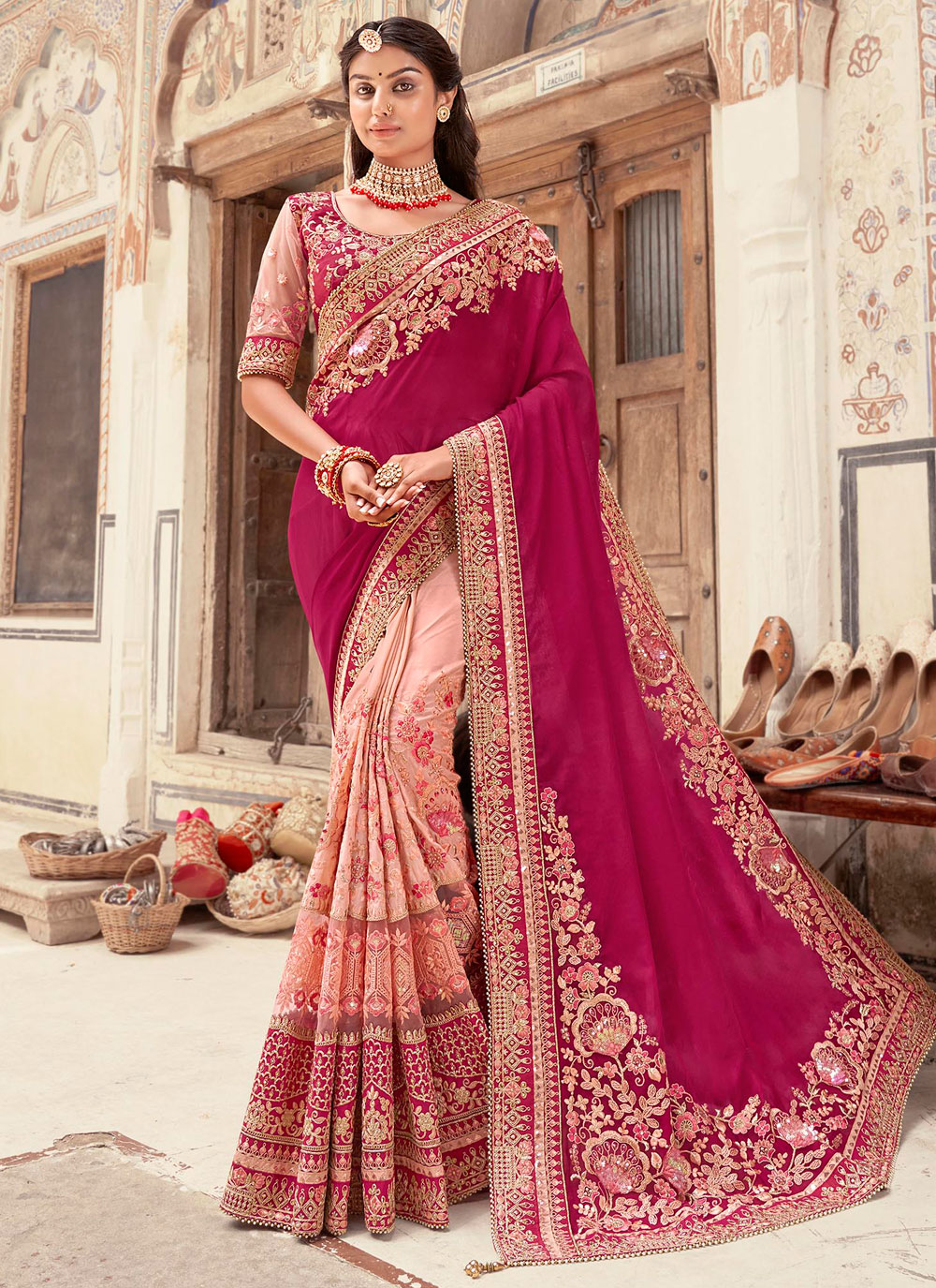 Pink Art Silk Designer Saree buy online