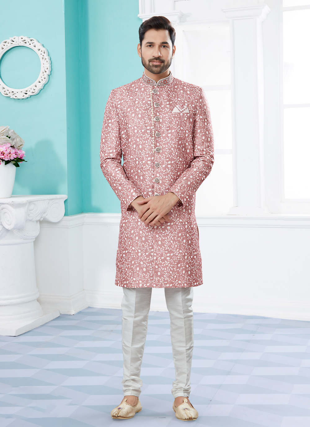 Buy Pink Fancy Fabric Indo Western Sherwani Online : 235689 - Mens
