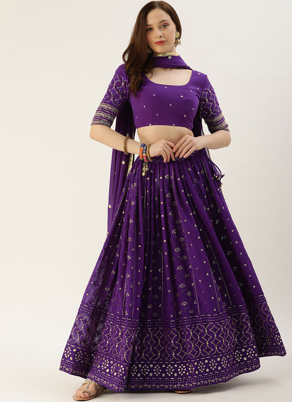 Shop Purple Embroidered Ceremonial Designer Lehenga Choli Online ...