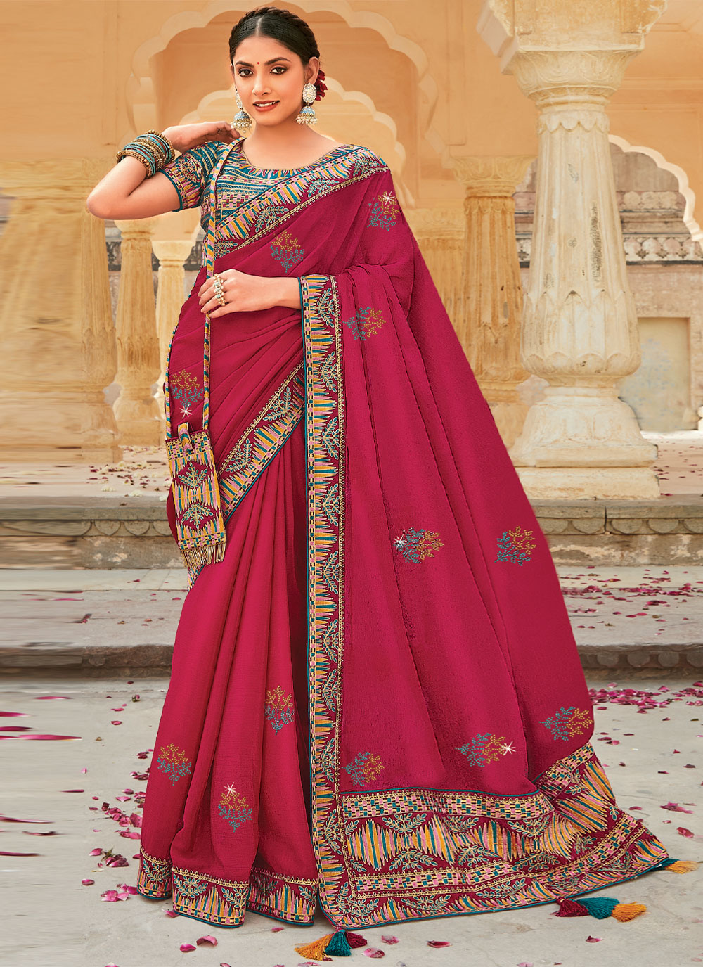 Buy Online Rani Color Classic Saree : 232417