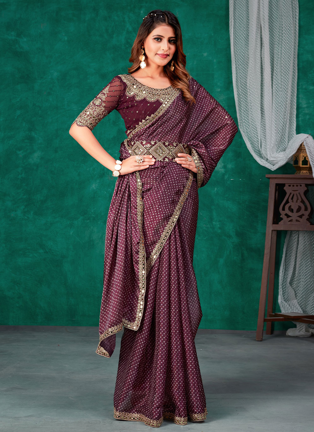 Buy Online Silk Wine Traditional Saree : 242154