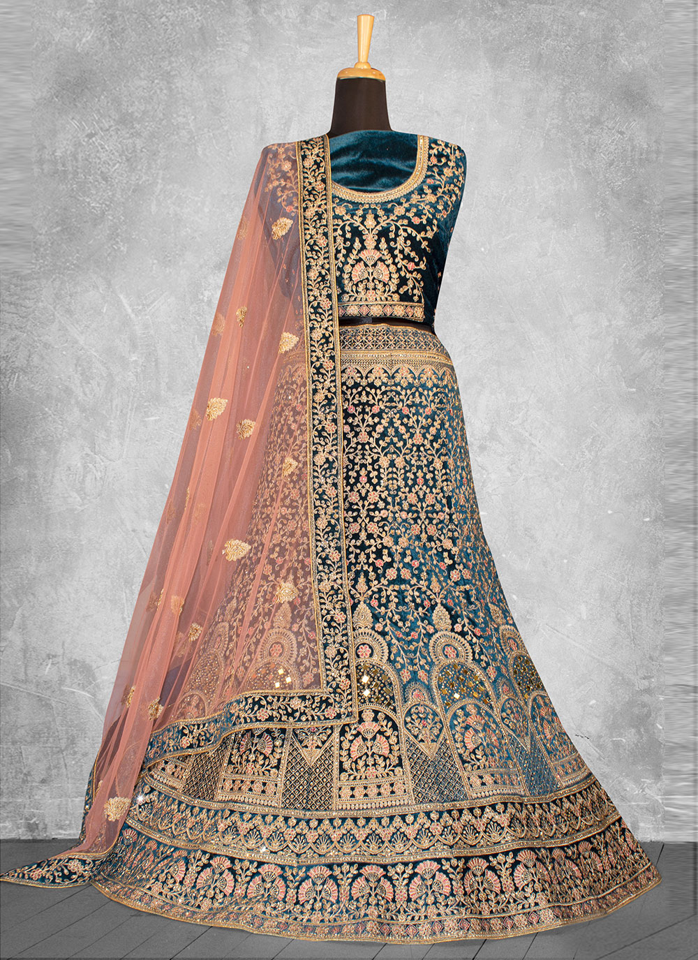 Buy Online Velvet Reception A Line Lehenga Choli : 217960