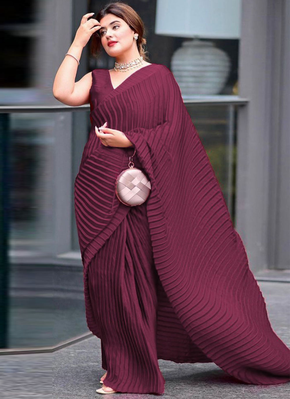 Buy Wine Saree Online : 213521