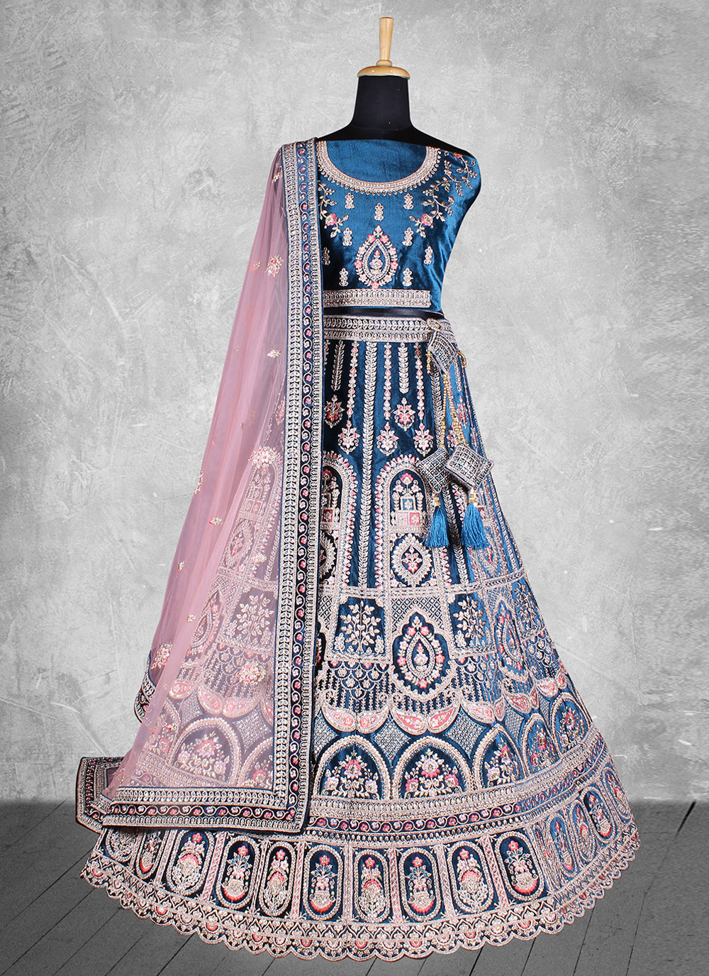 Zari Velvet Designer Lehenga Choli in Morpeach buy online