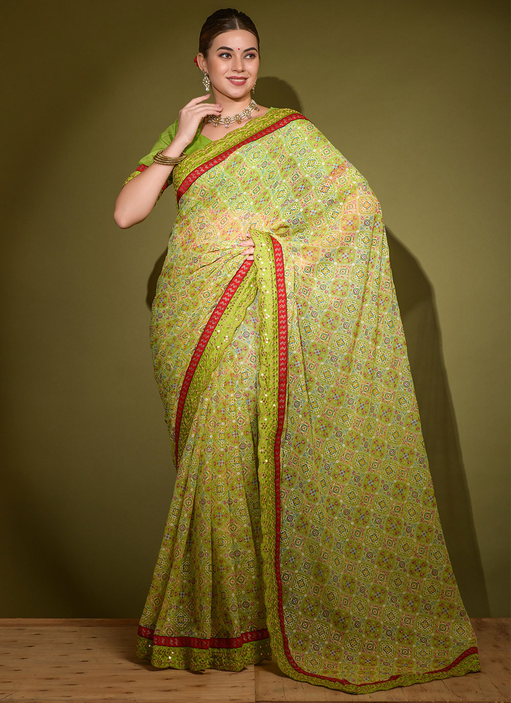 Buy Chiffon Classic Saree in Sea Green Online : 249973