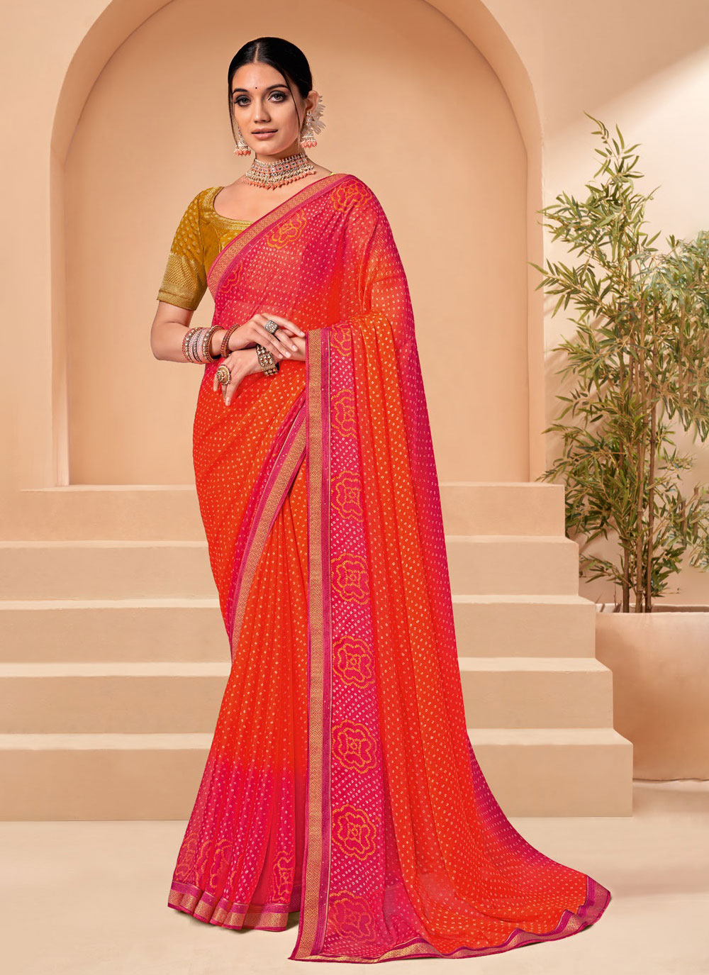Buy Chiffon Printed Multi Colour Saree : 271838