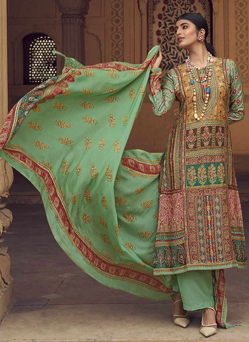 Buy Online Digital Print Muslin Multi Colour Pakistani Salwar Kameez ...