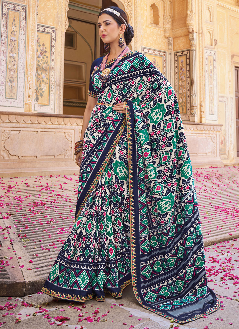 Shop Embroidered, Lace and Patola Print Work Patola Silk Contemporary ...