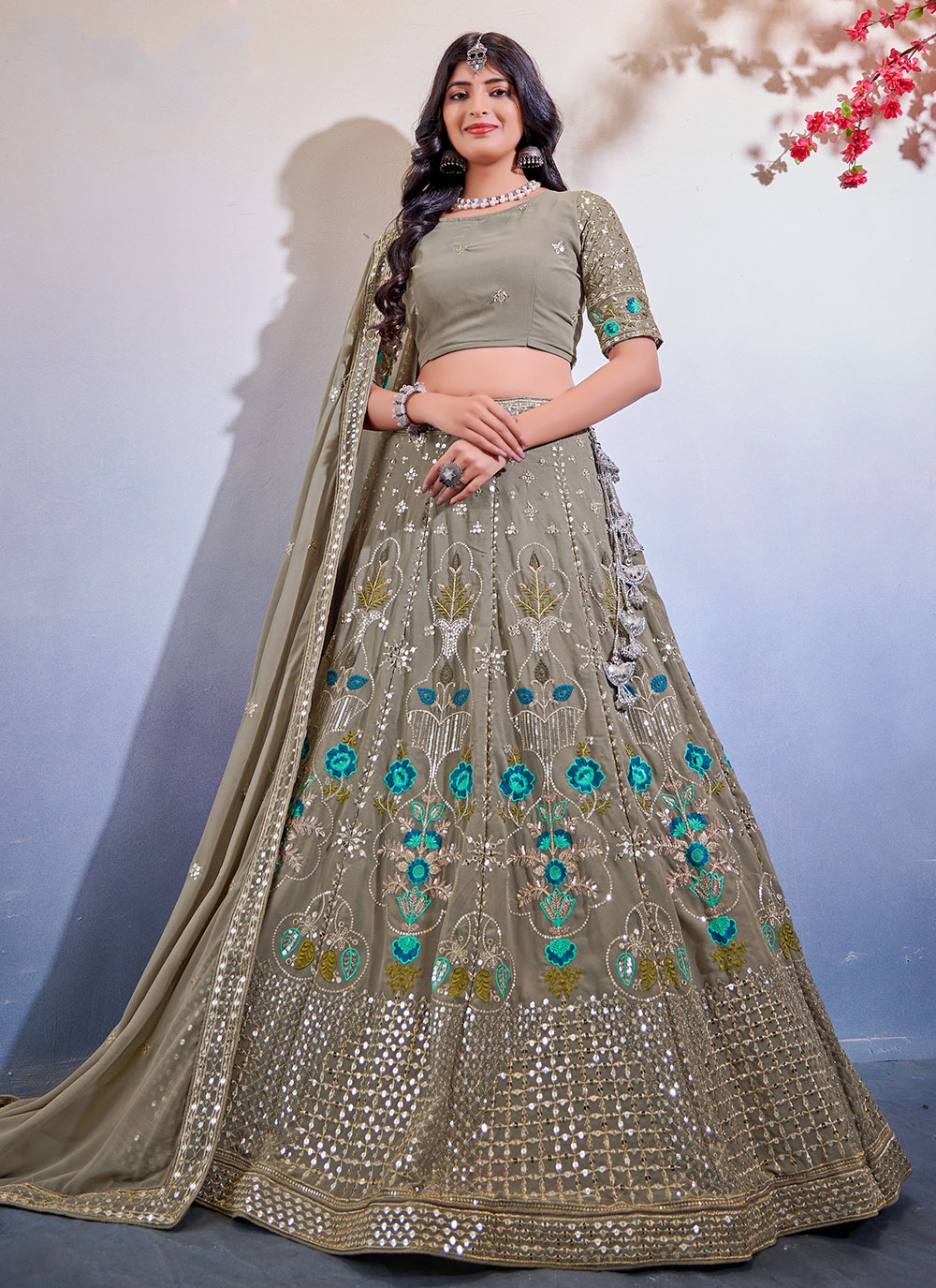 Shop Online Georgette Engagement Lehenga Choli : 254141