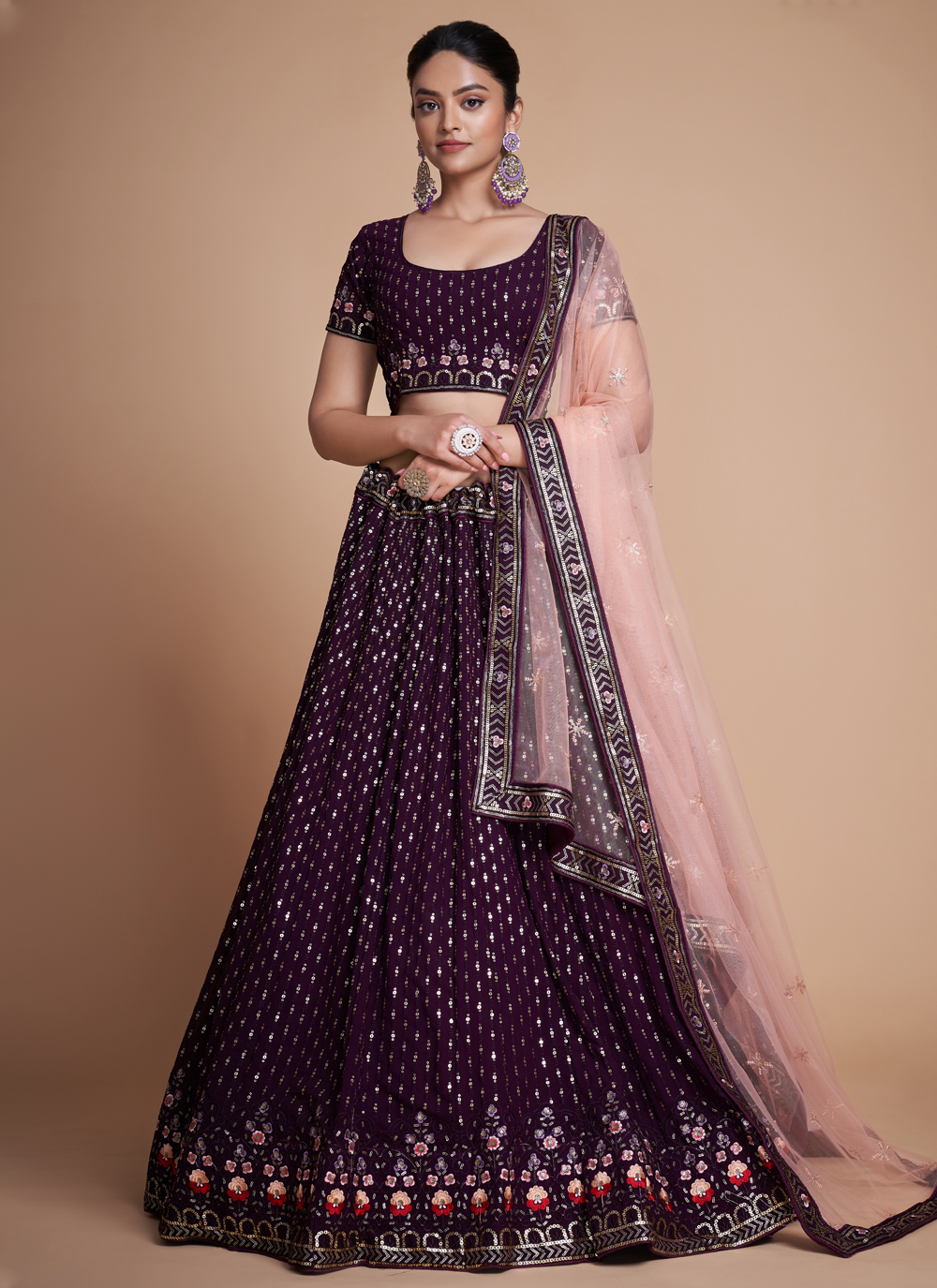 Buy Georgette Lehenga Choli in Purple : 267041 - Lehenga Choli