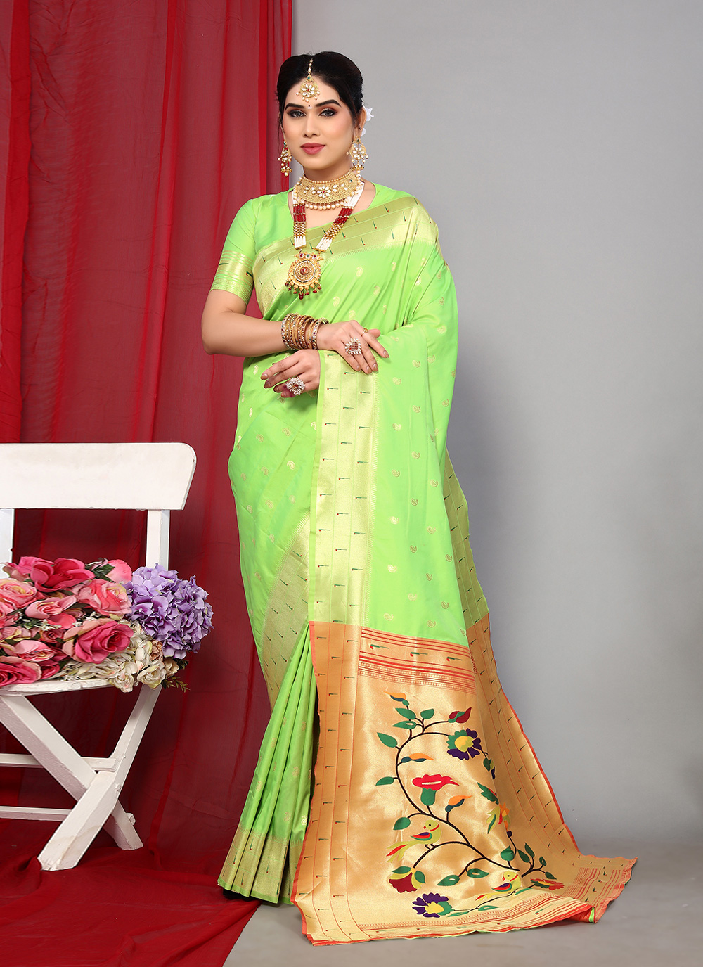 Buy Green Reception Traditional Saree Online : 264901