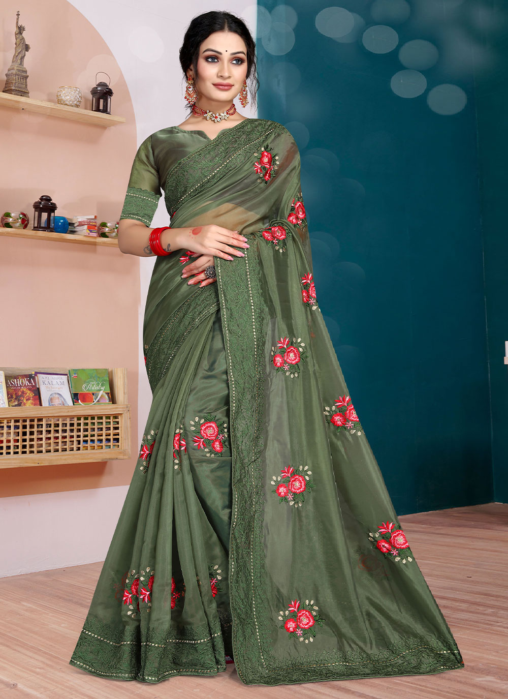 Buy Green Resham Classic Saree : 247605