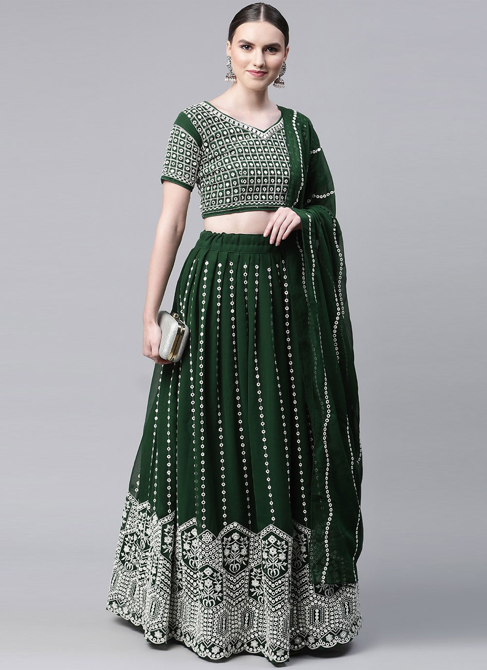 Buy Online Green Sangeet Designer Lehenga Choli : 252219