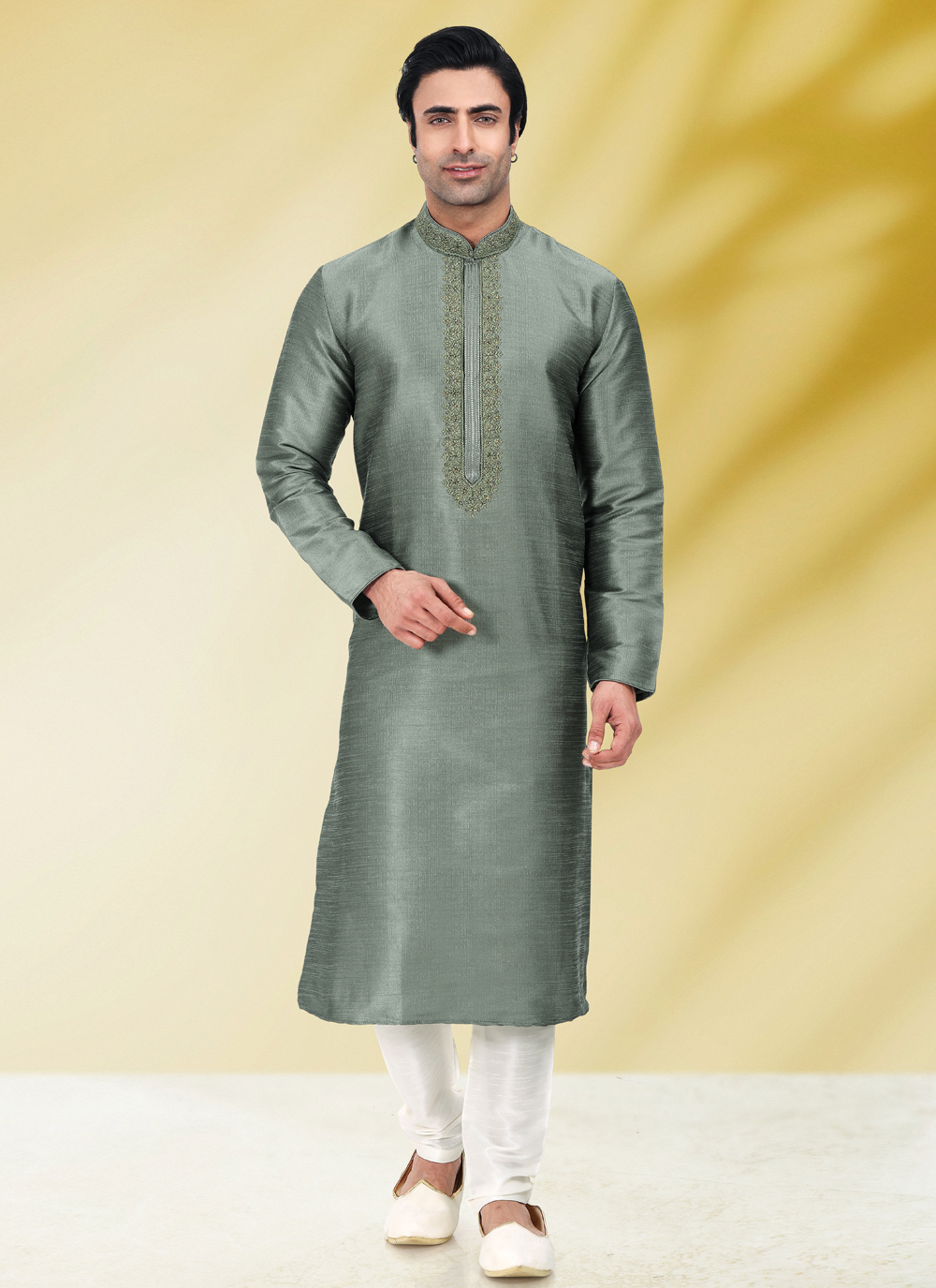 Grey Color Kurta Pyjama buy online