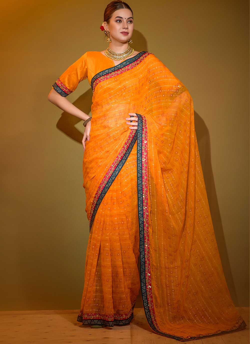 Buy Lace Yellow Trendy Saree : 250199