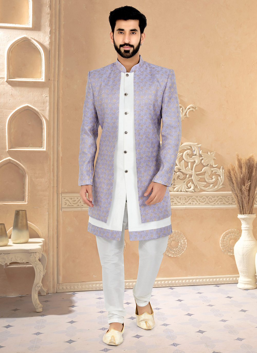 Lavender and White Color Indo Western buy online