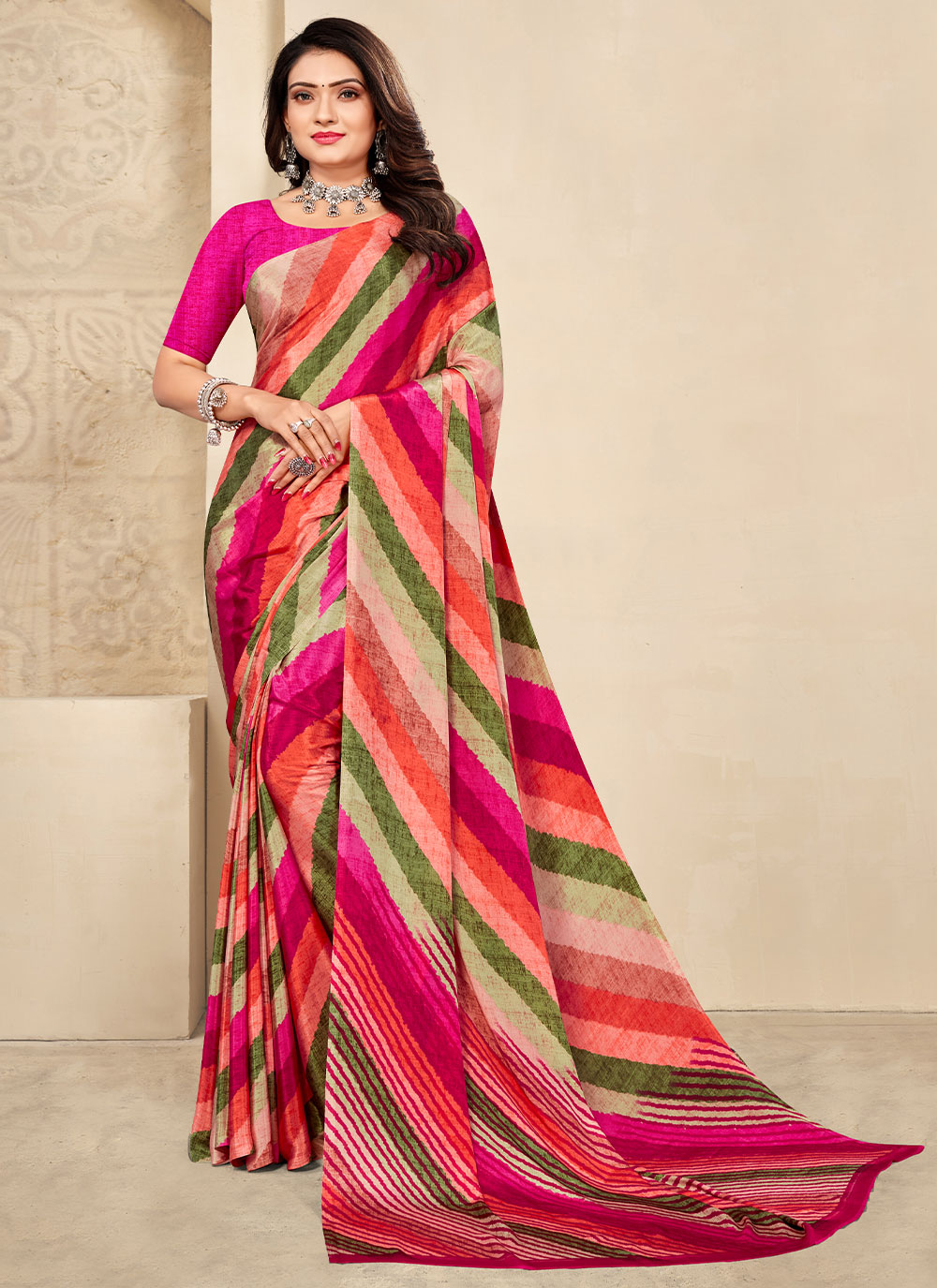 Buy Multi Colour Ceremonial Contemporary Style Saree Online