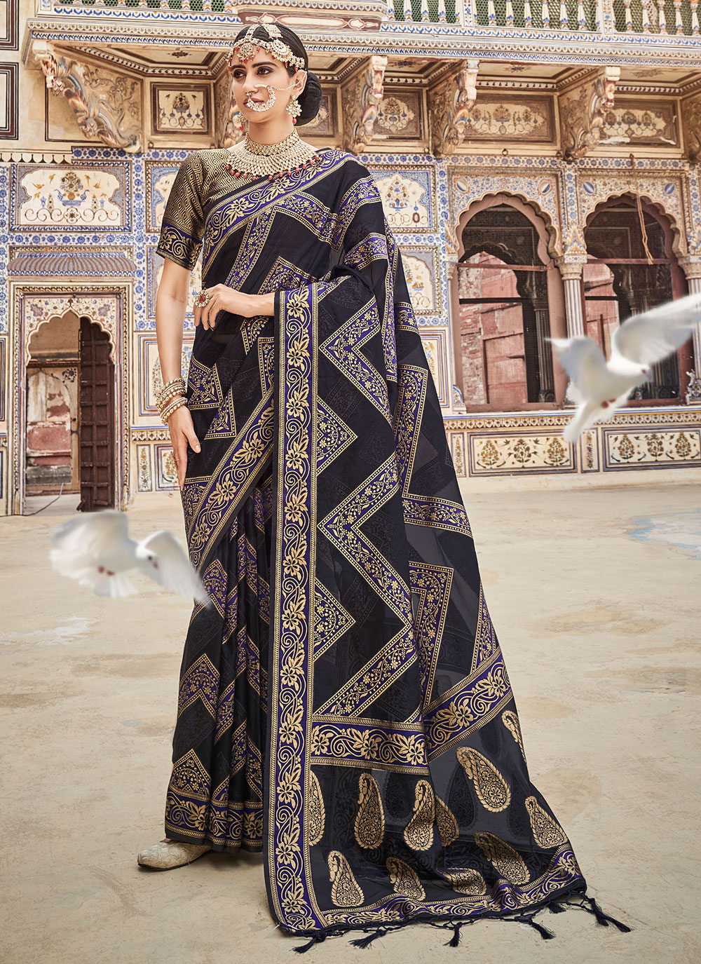 Navy Blue Color Saree buy online