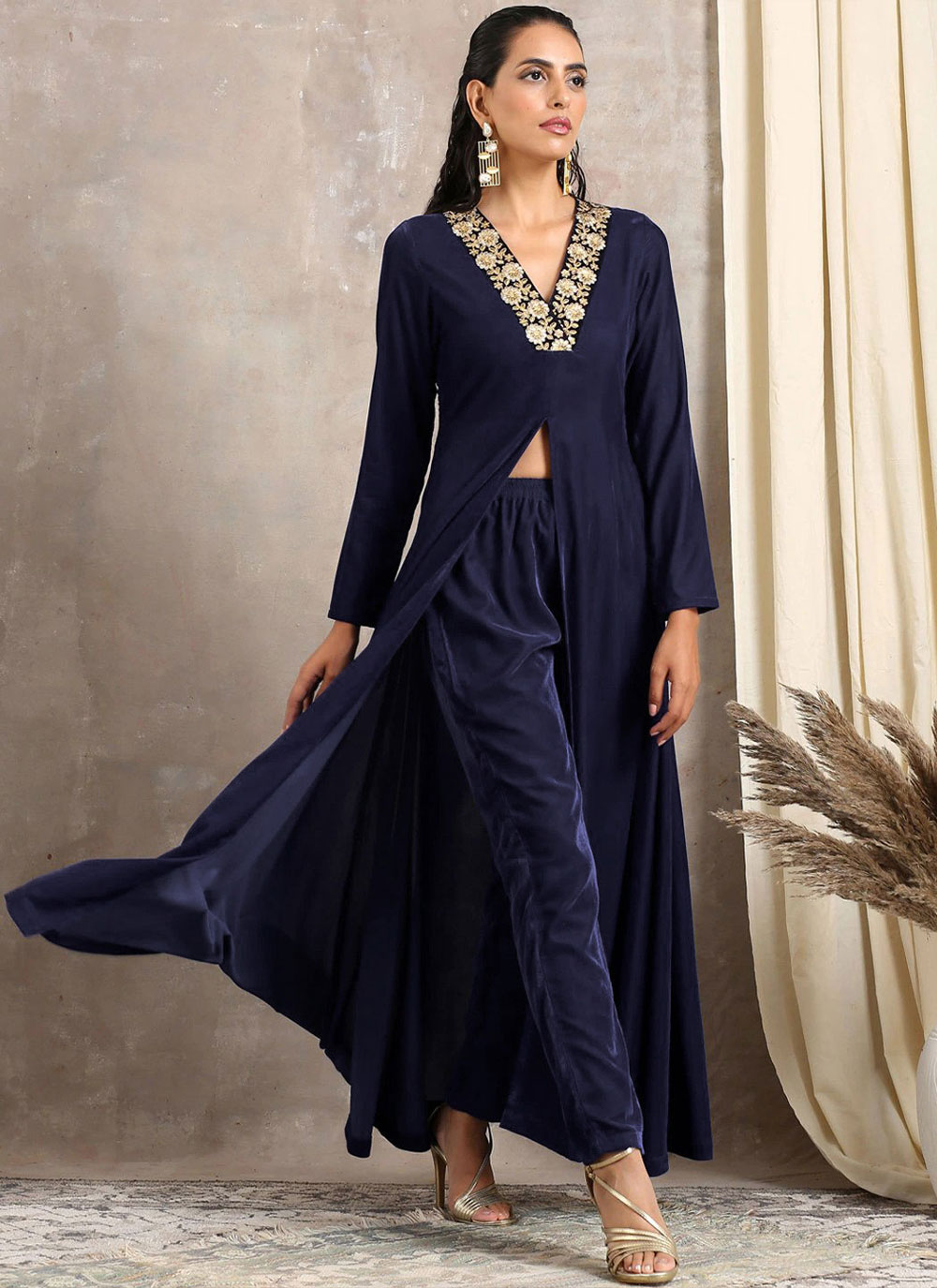 Buy Navy Blue Designer Kurti : 250992