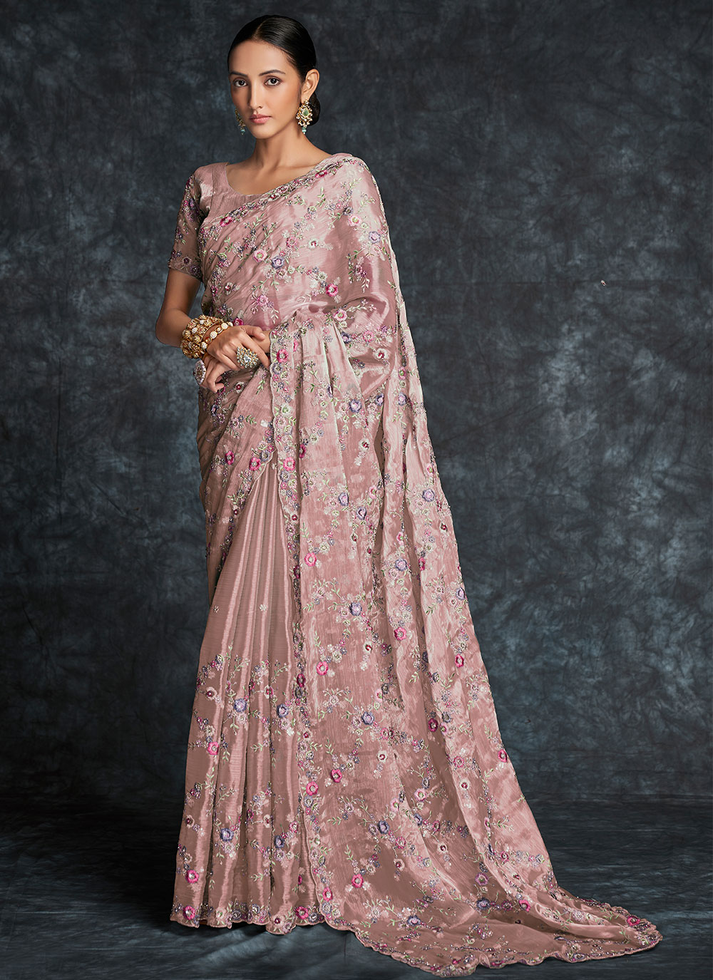 Shop Organza Embroidered Traditional Saree Online : 252913