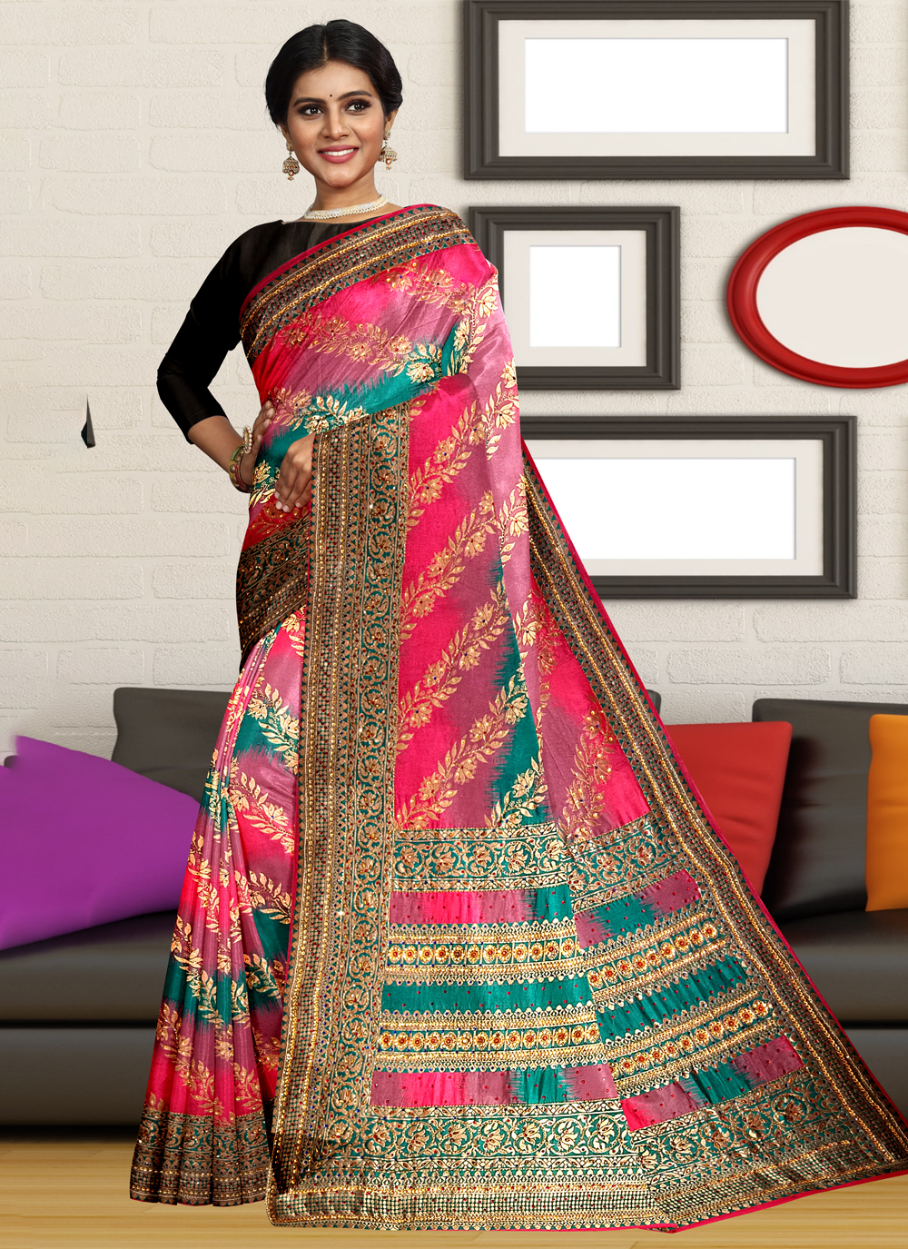 Buy Pink Kanjivaram Silk Hand Work Contemporary for Ceremonial Online