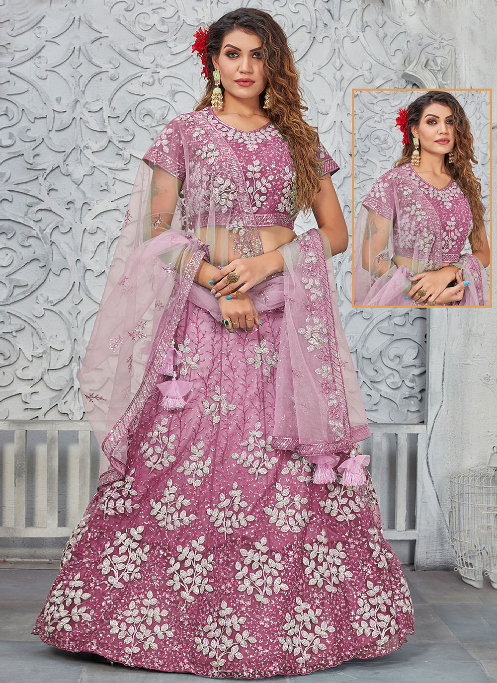 Shop Online Purple Floral Patterns Lehenga Choli : 249468 - Lehenga Choli