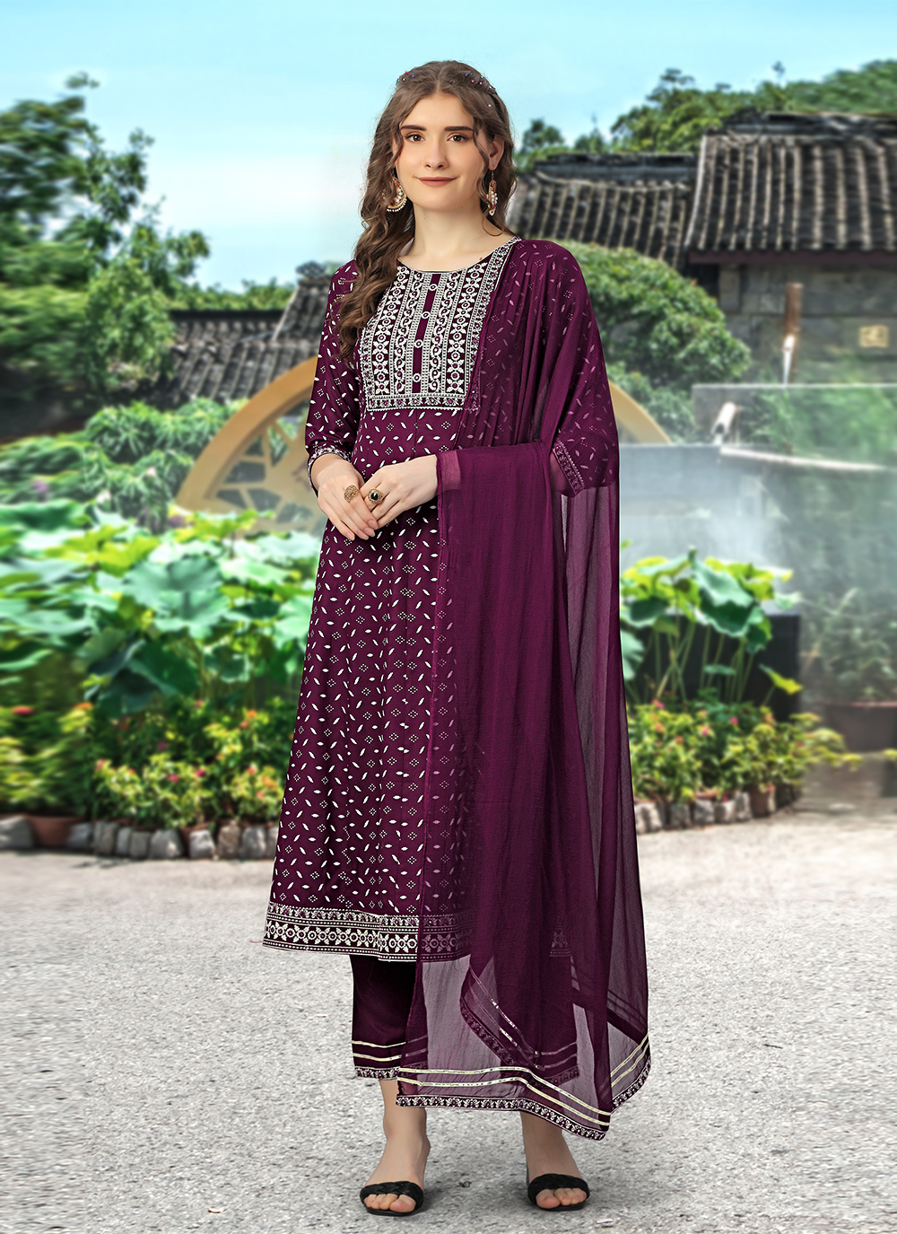 Shop Purple Rayon Festival Casual Kurti Online 260579