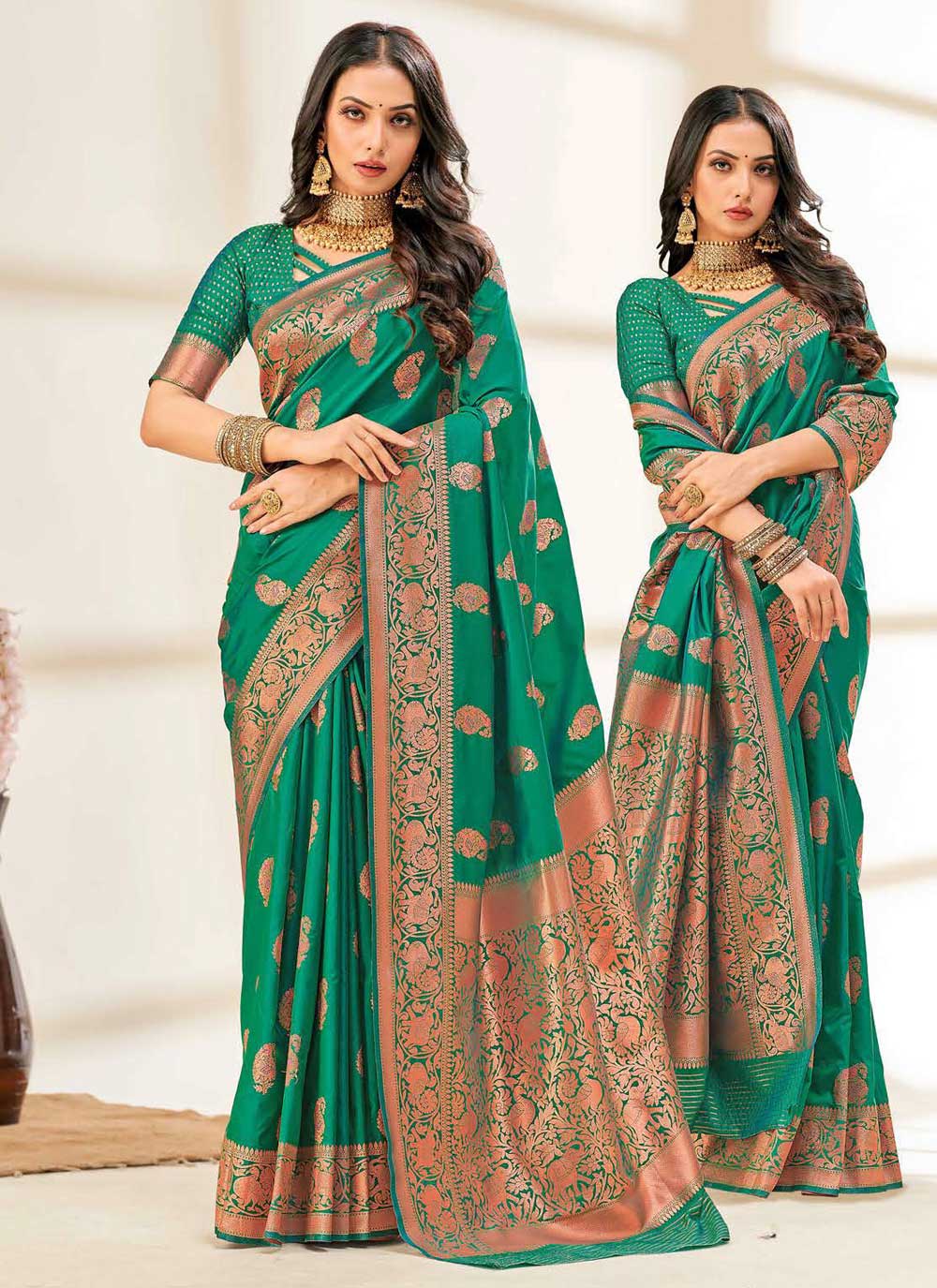 Shop Rama Border Trendy Saree Online : 267689