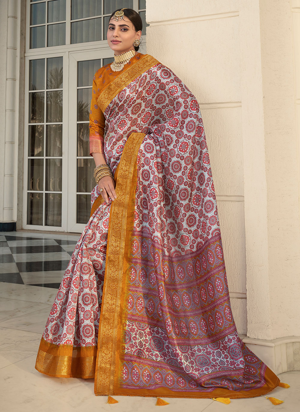 Shop Online Silk Multi Colour Fancy Trendy Saree : 256048