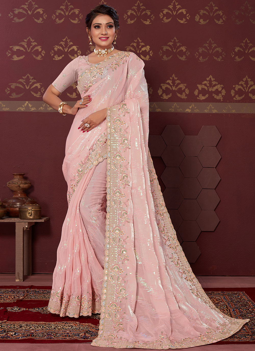 Silk Pink Saree buy online