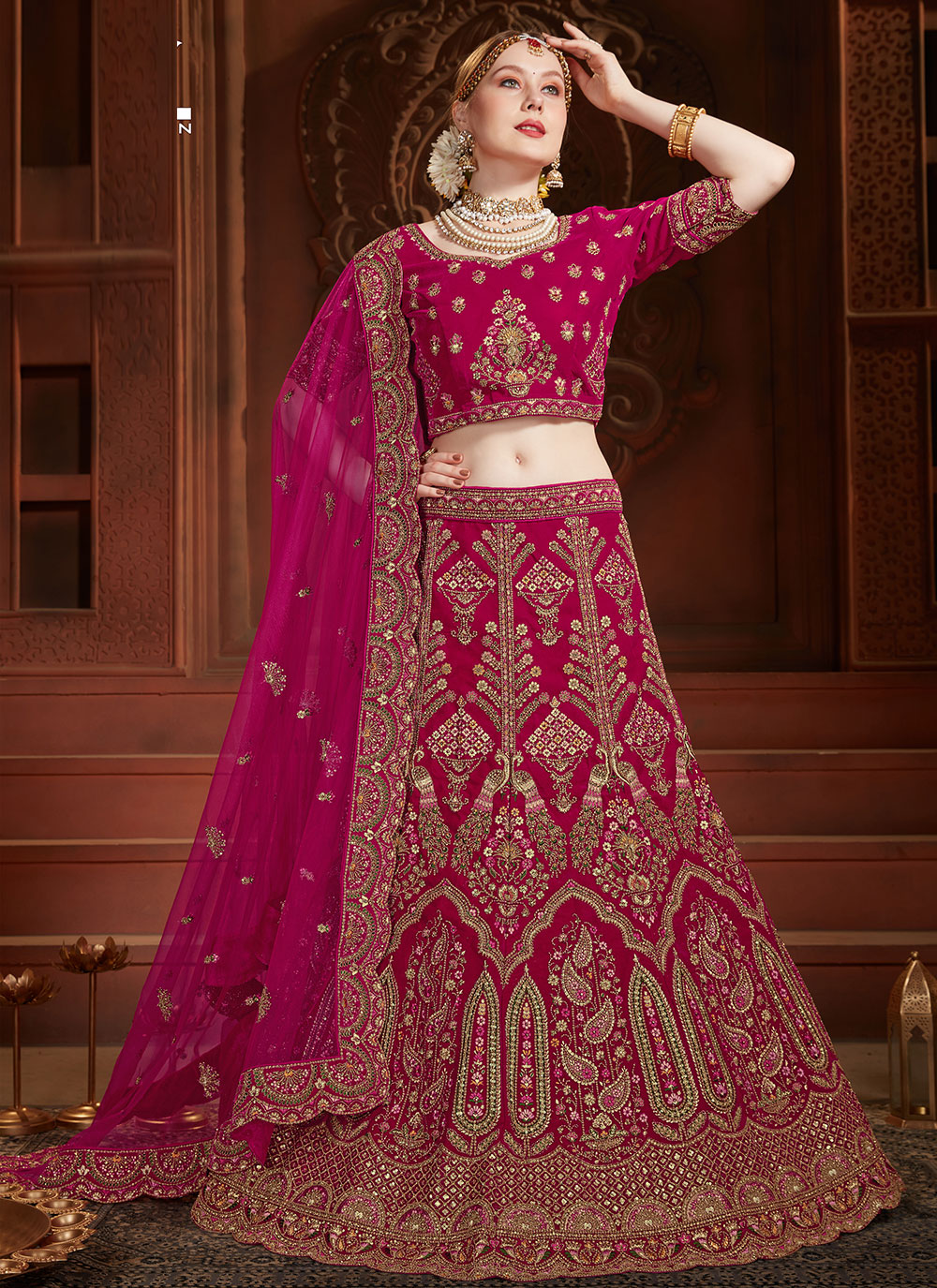 Buy Online Zari Velvet Trendy Lehenga Choli : 260302