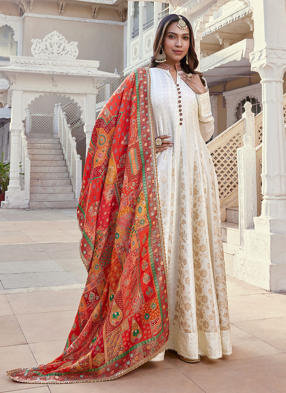 Buy Off White Silk Indian Gown Online : 279030 - Gown