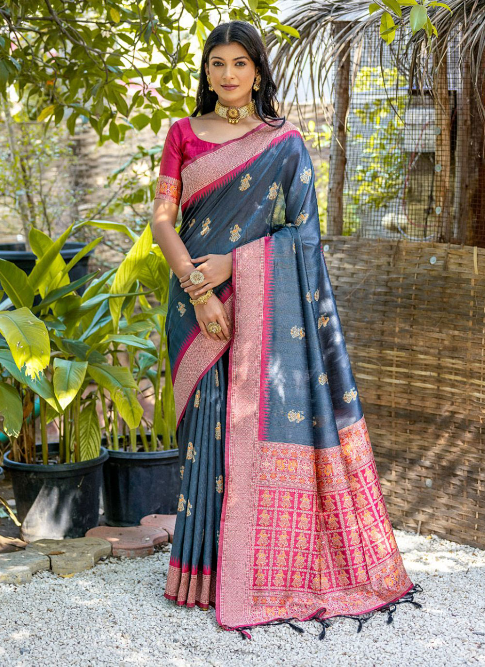 Tussar Silk Classic Sari with Woven and Zari Work Buy Online